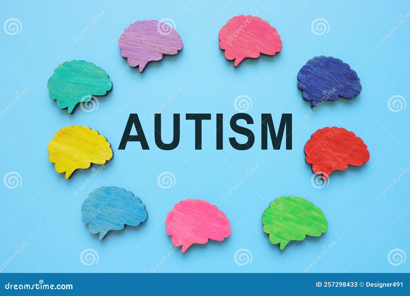 Word Autism and Small Colorful Brains Around. Stock Image - Image of ...