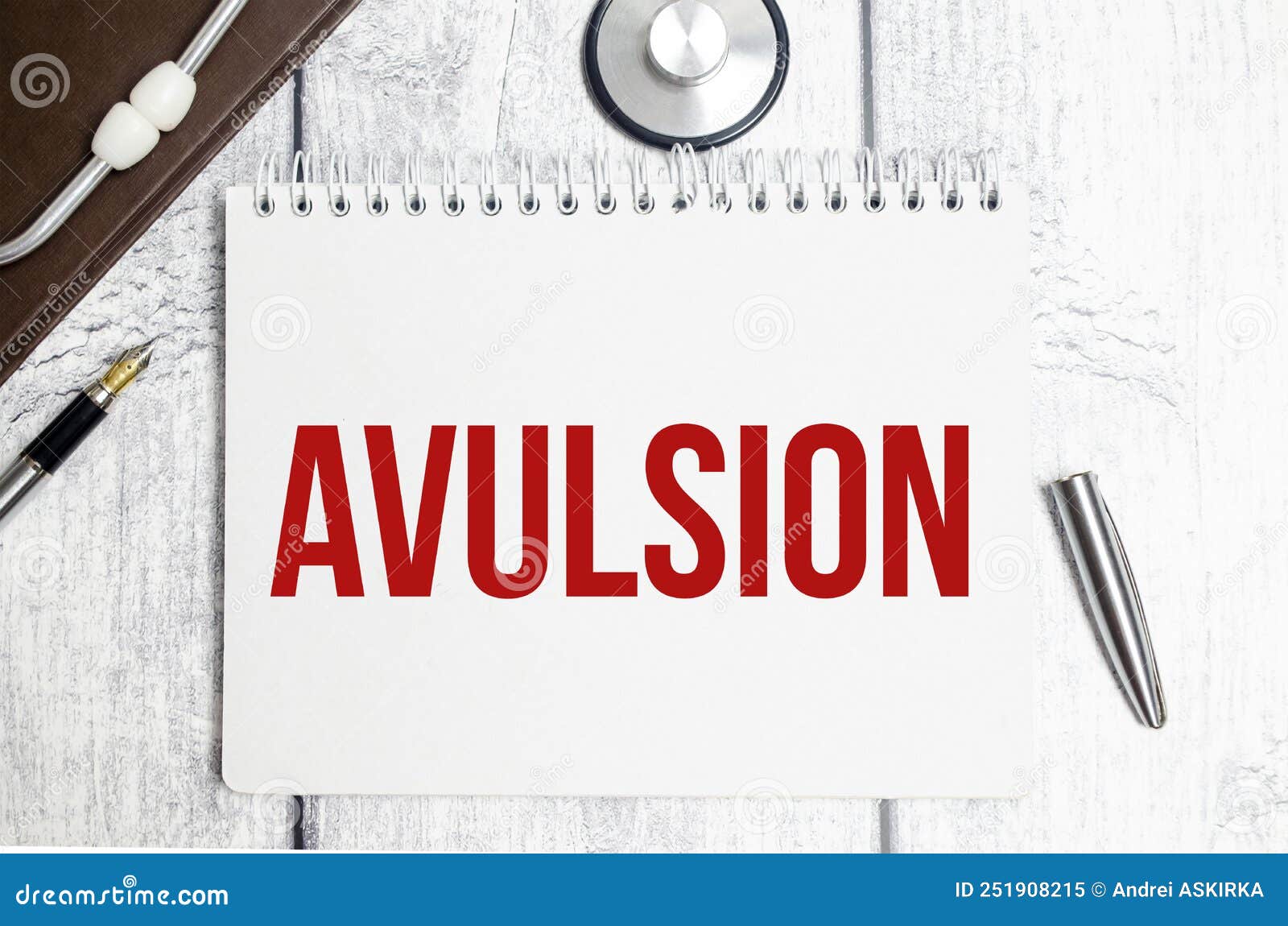 The Word Avulsion Written On A White Notepad On A White Background Near ...