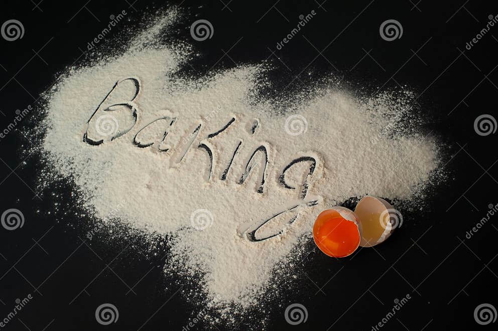 Word Baking Written in White Flour Stock Image - Image of pastry ...