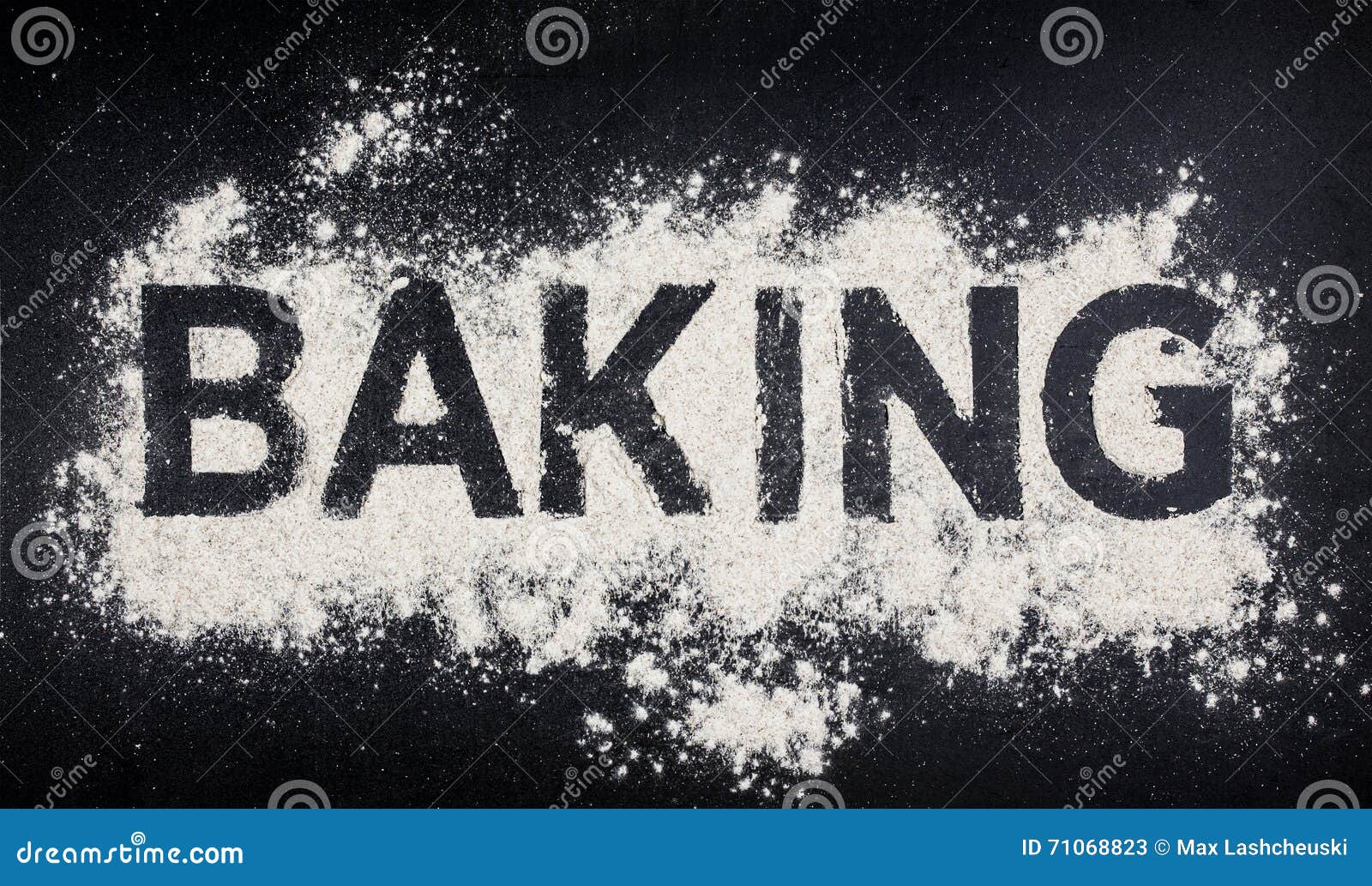 Word Baking Written in White Flour on Dark Table Stock Image - Image of ...