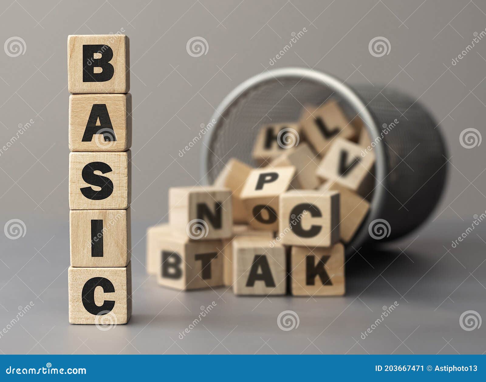 The Word BASIC Made from Wooden Cubes. Shallow Depth of Field on the ...
