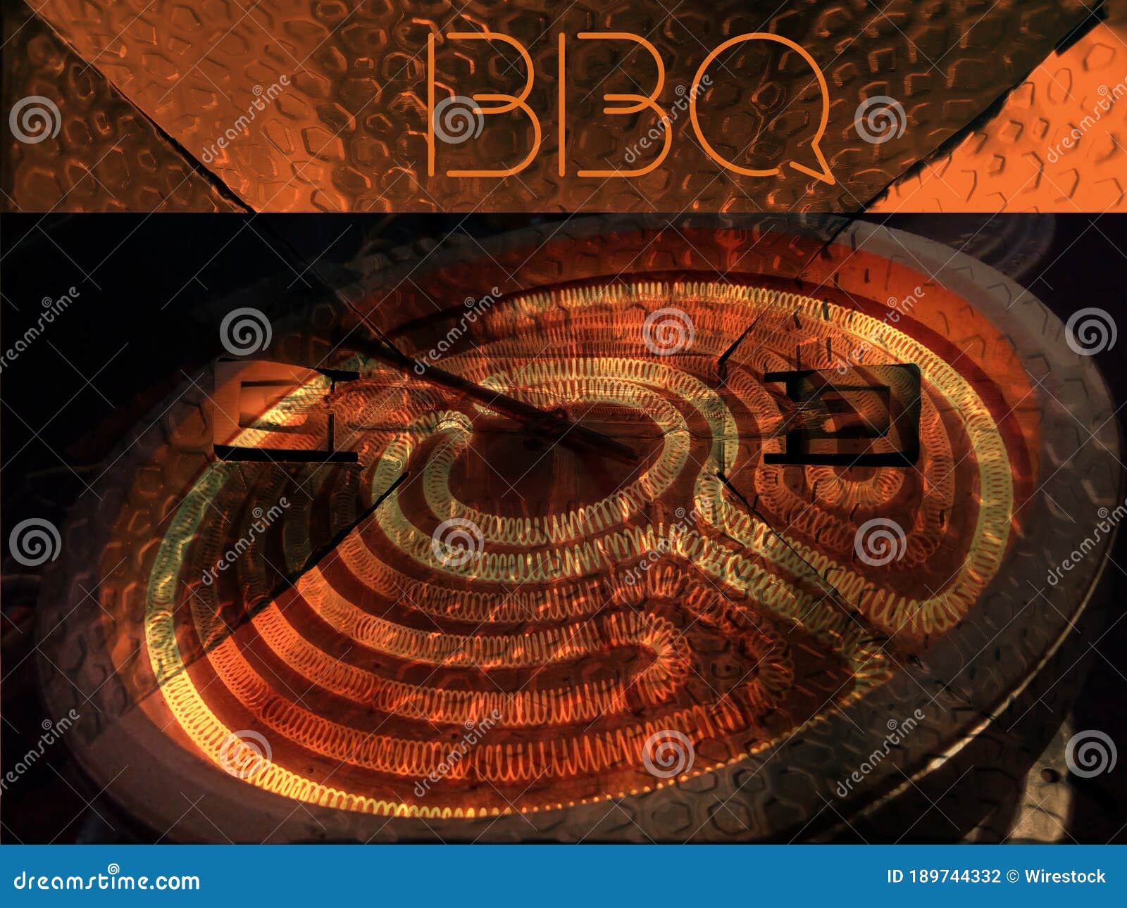 Word BBQ Written Over the Barbecue Grill with an Orange Background ...