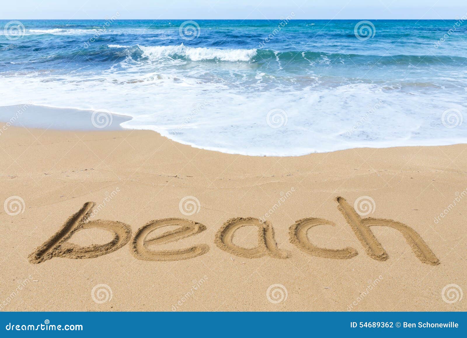 Word Beach on Sandy Coast with Blue Sea Stock Photo - Image of exotic ...