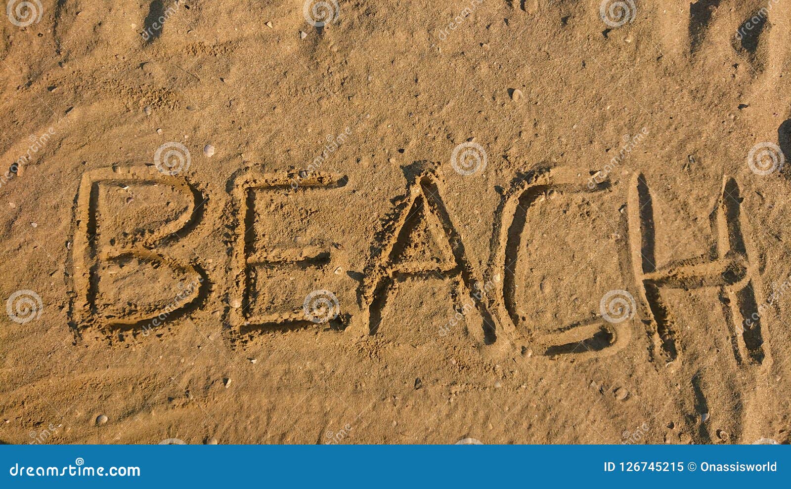Writing on sand stock image. Image of word, written - 126745215