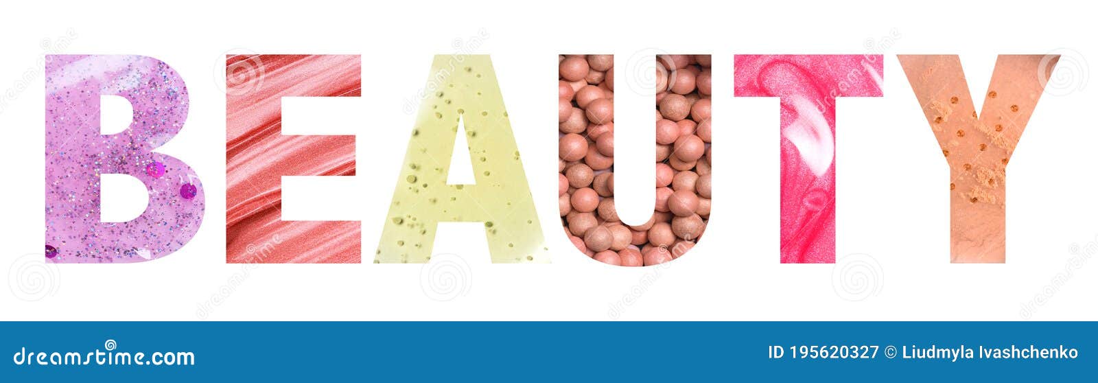 The Word Beauty from Various Makeup Products Isolated on White ...