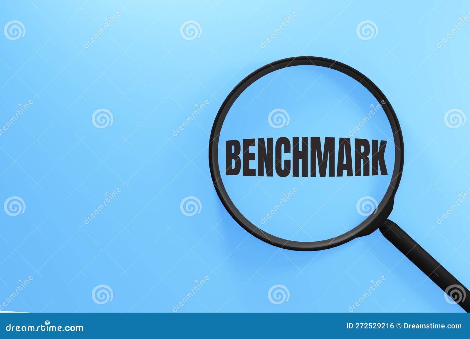 The Word BENCHMARK is Written on a Magnifying Glass on a Light Blue ...