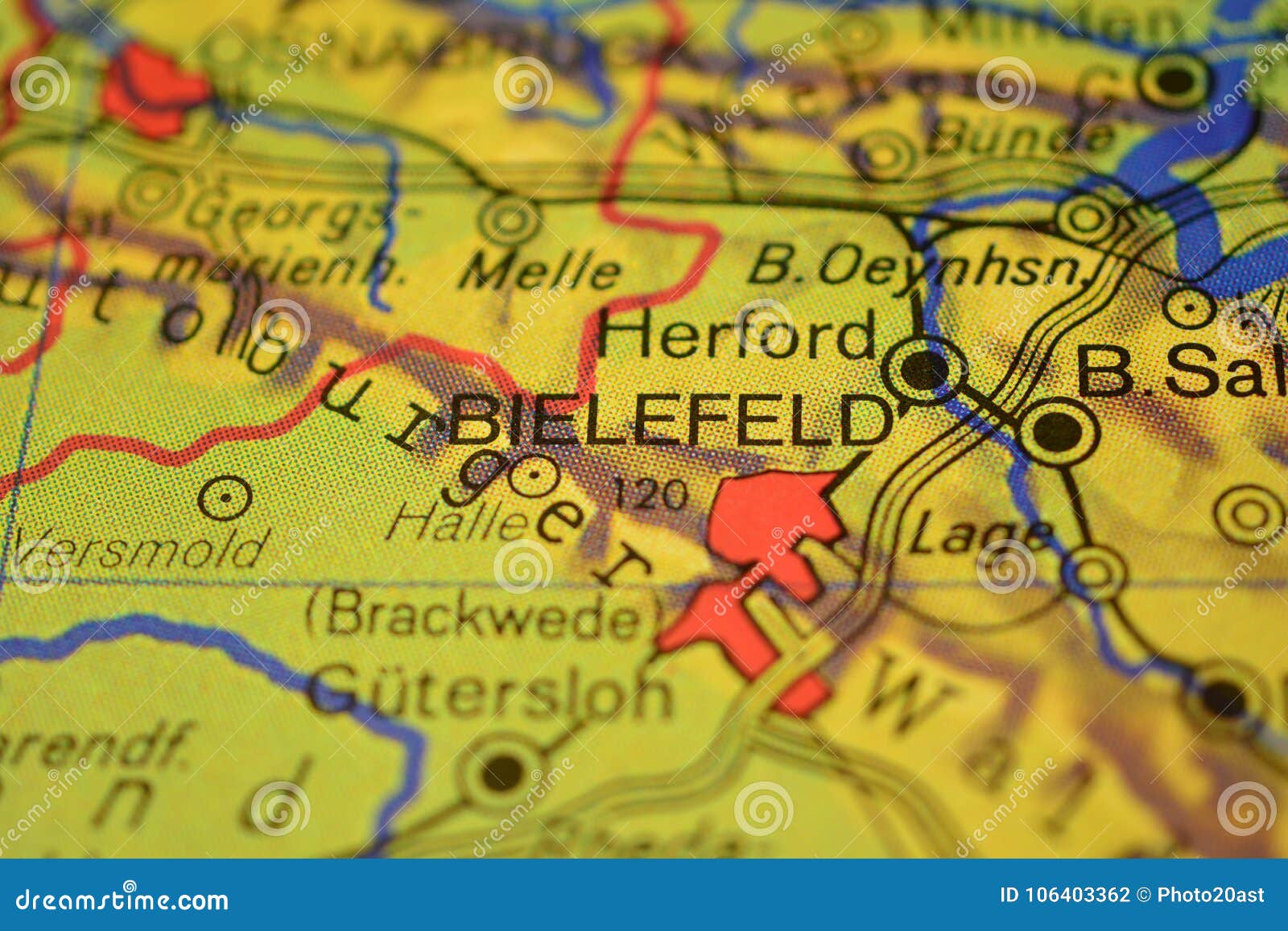 The Word BIELEFELD on the Map Stock Photo - Image of photographs ...