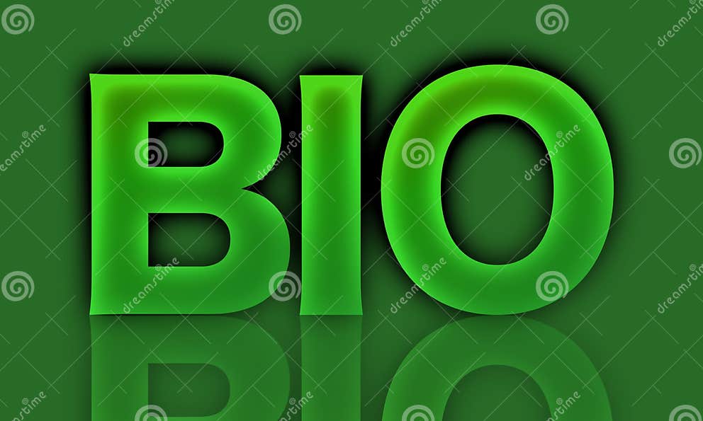 Word BIO Written in Bright Green and with Its Reflection Stock ...