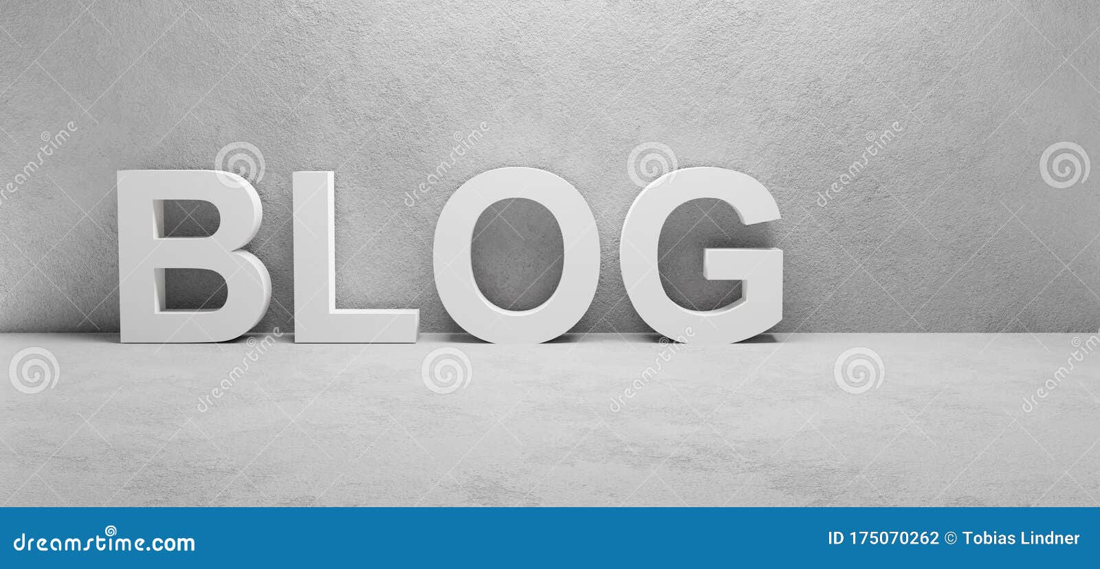 White Word Blog on the Wall, Cgi Render Image Illustration Stock Photo ...