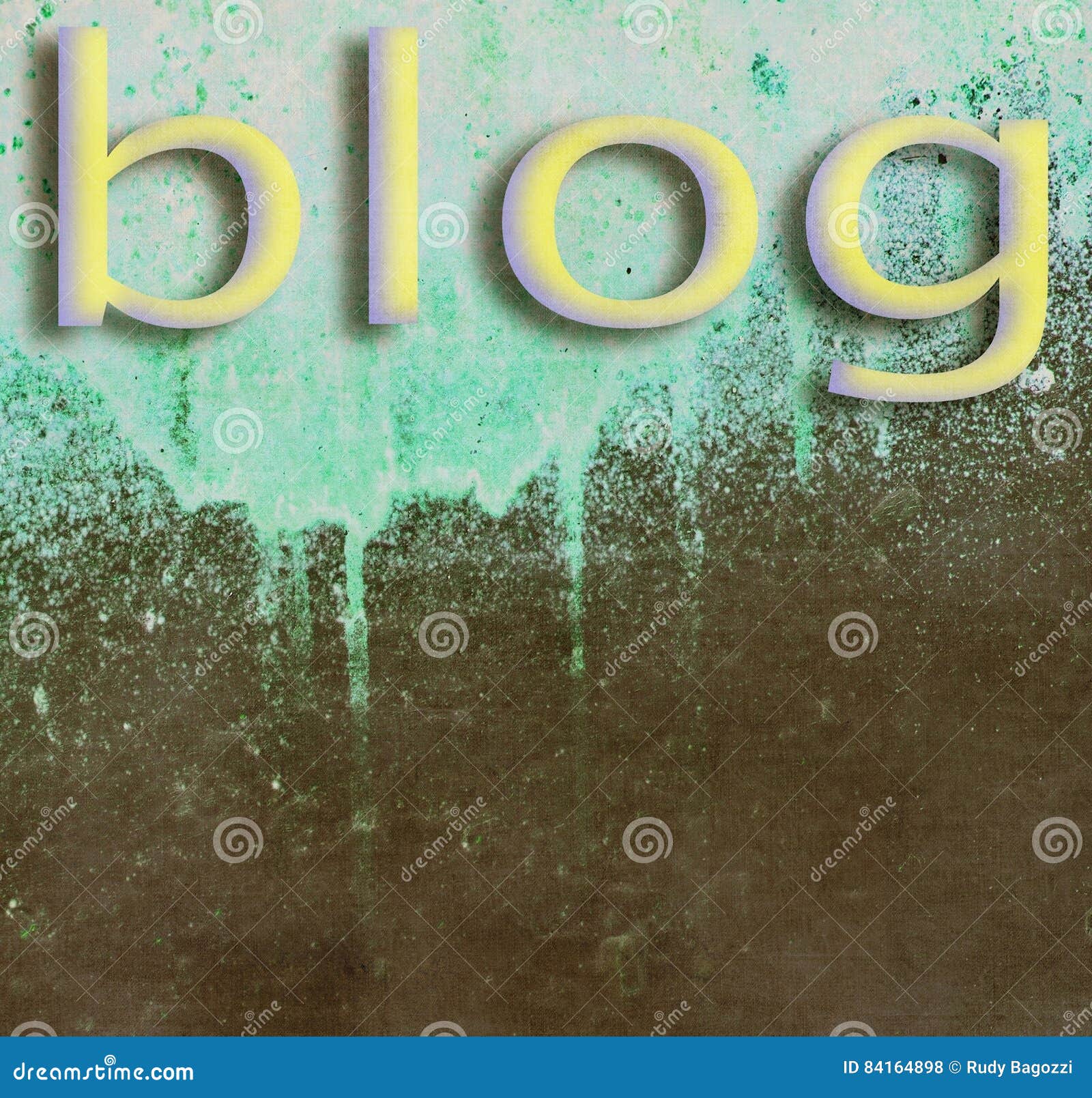 Word `blog` Written on Blue Dripping Damaged Wall Background. Stock ...
