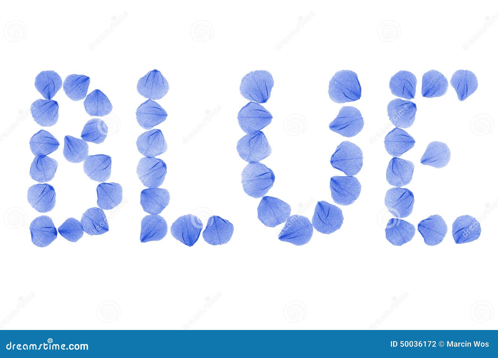Word BLUE Arranged from Real Dry Rose Petals. Stock Photo - Image of ...