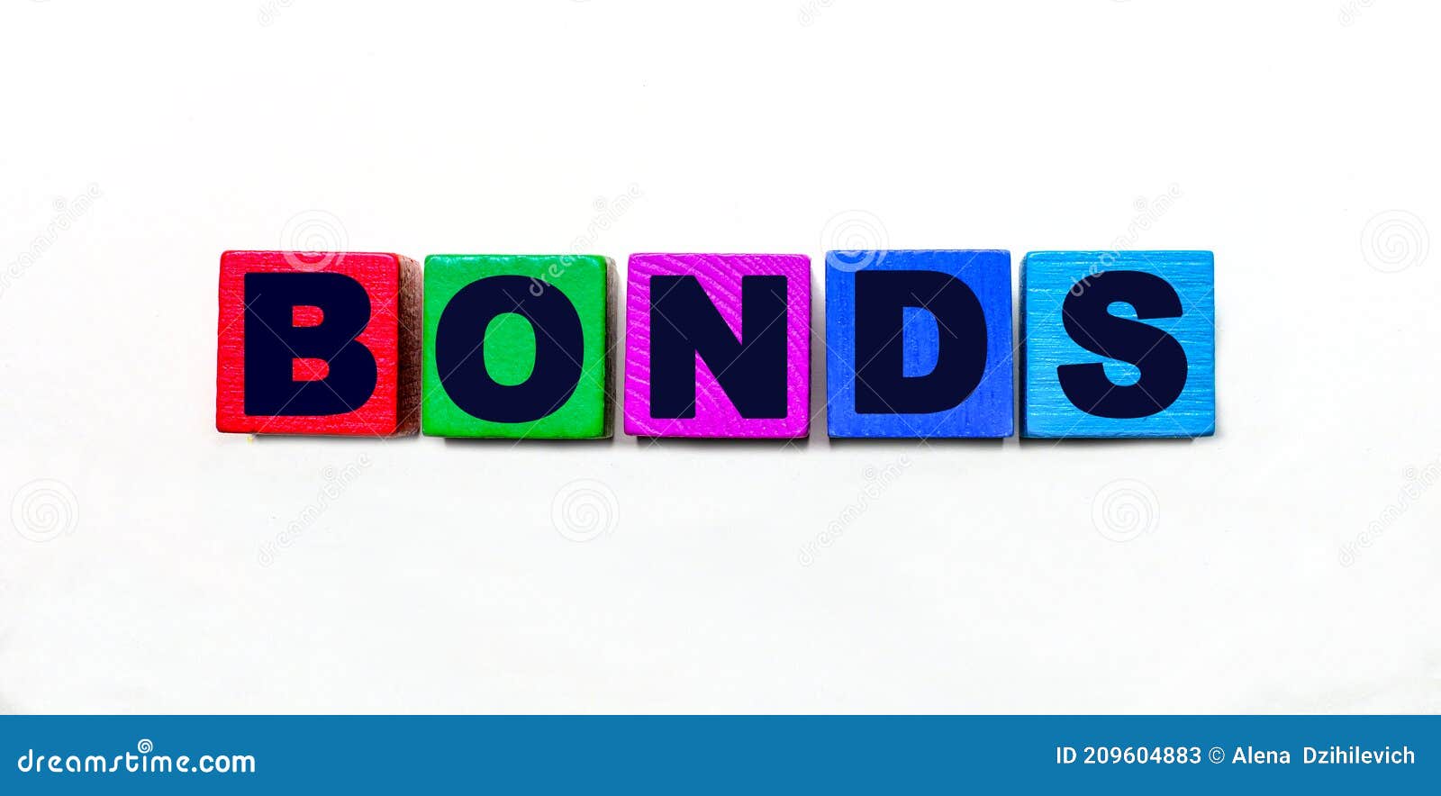 The Word BONDS is Written on Colorful Cubes on a Light Background Stock ...