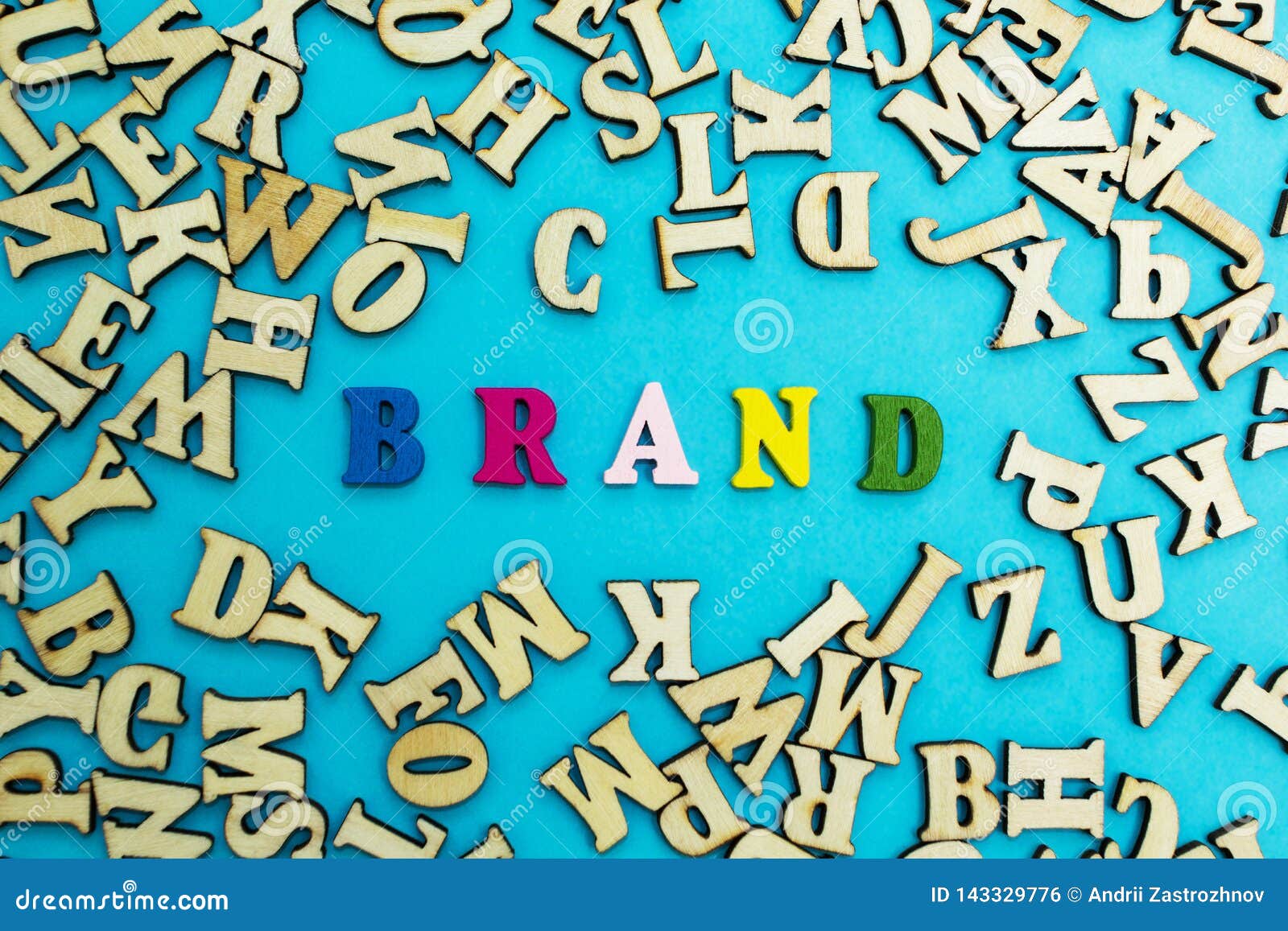 The Word `brand` is Lined with Multicolored Letters on a Blue ...
