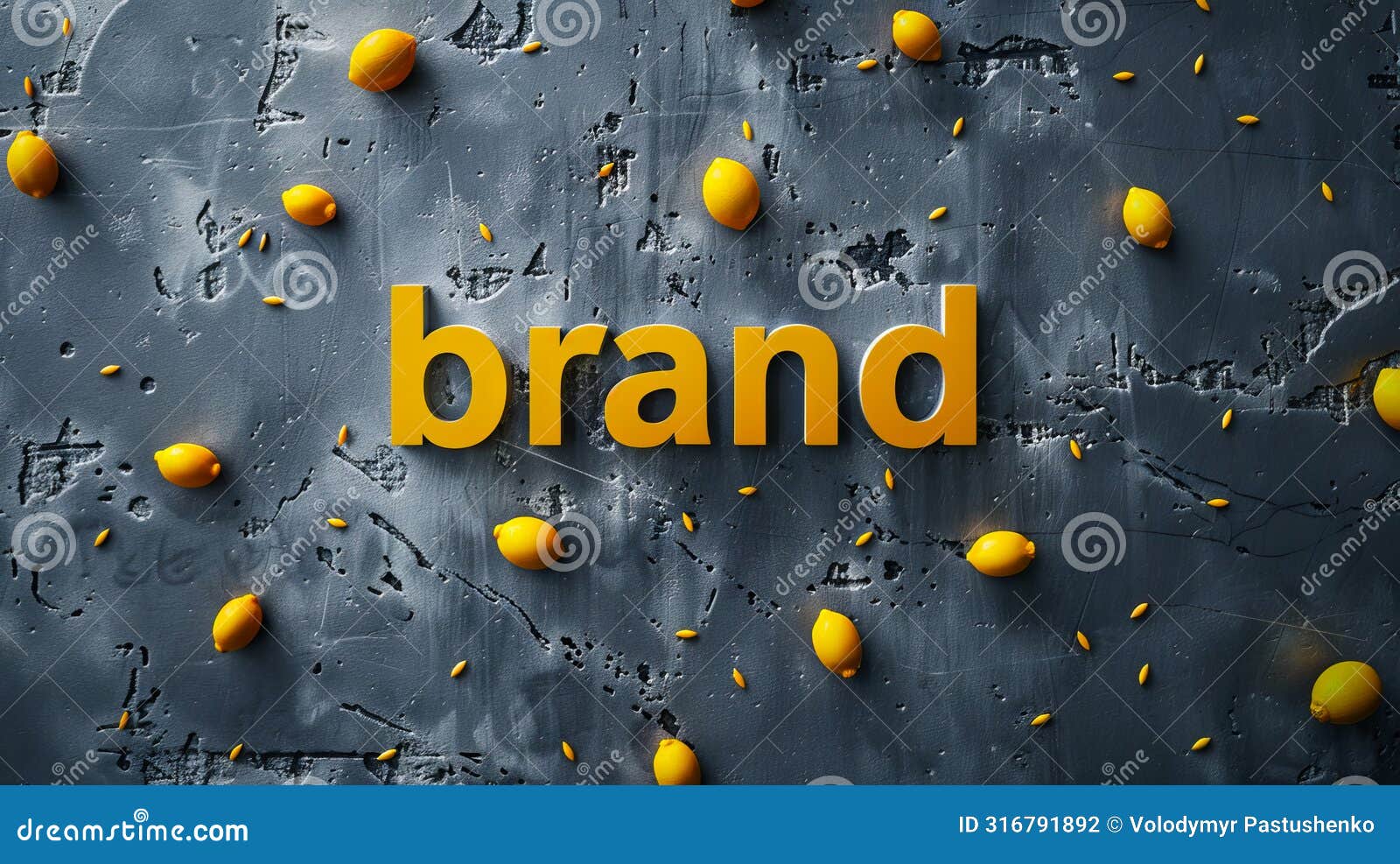 The Word Brand is Surrounded by Yellow Balls Stock Photo - Image of ...