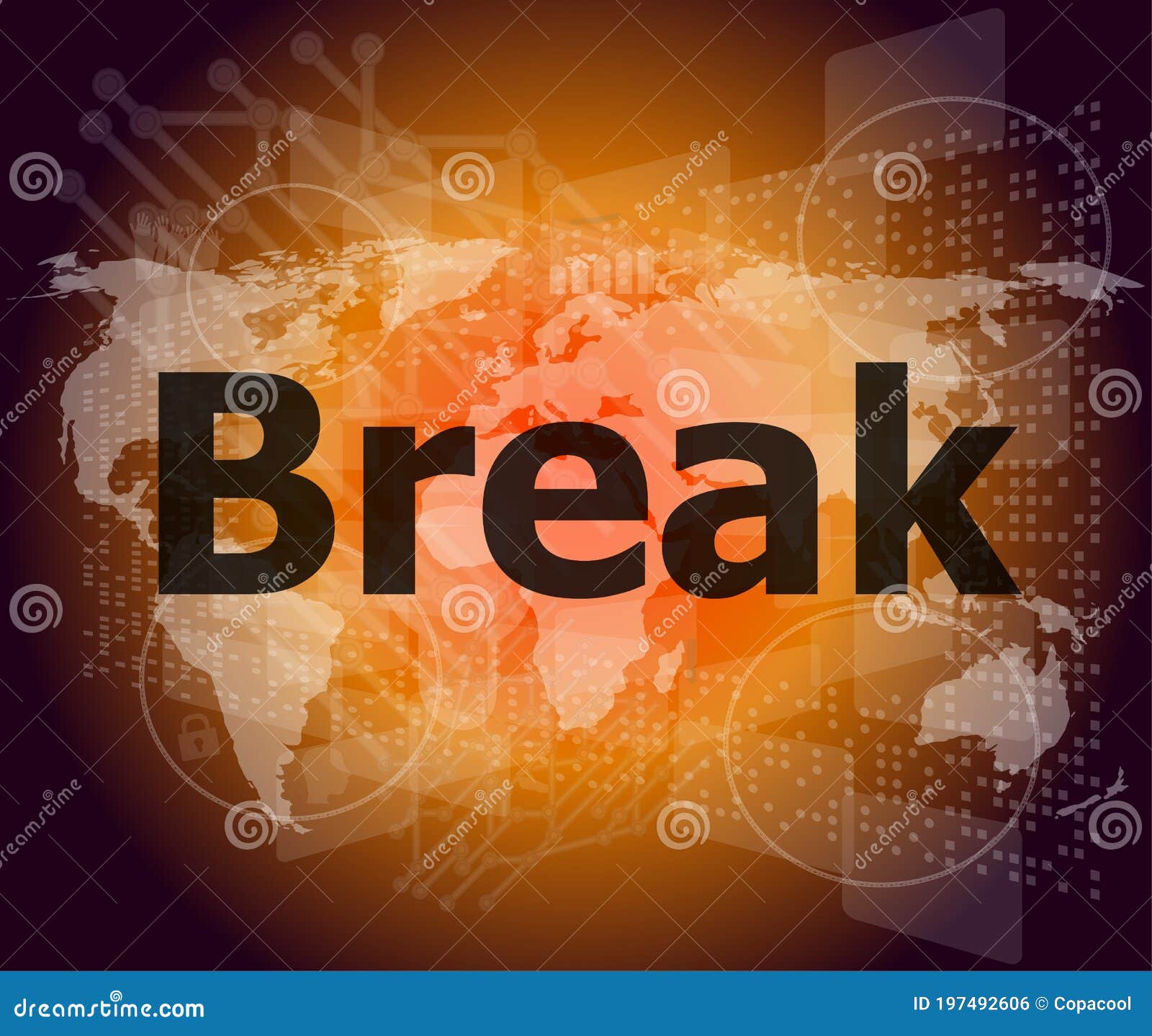 The Word Break on Digital Screen, Business Concept Stock Illustration ...