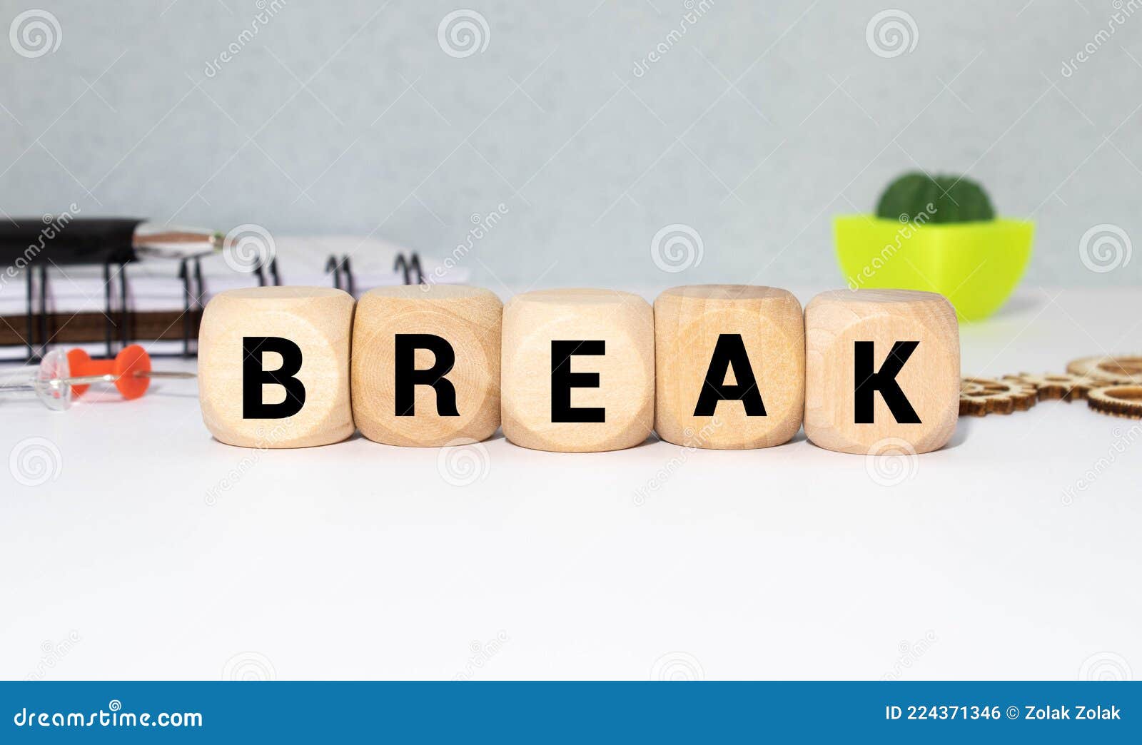 Word Break. Top View of Wooden Blocks with Letters on Yellow Surface ...