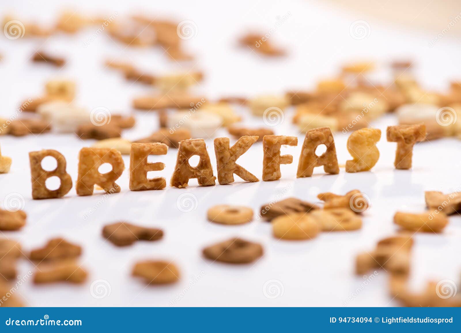 Word Breakfast and Healthy Breakfast Cereal Alphabet on White Stock ...