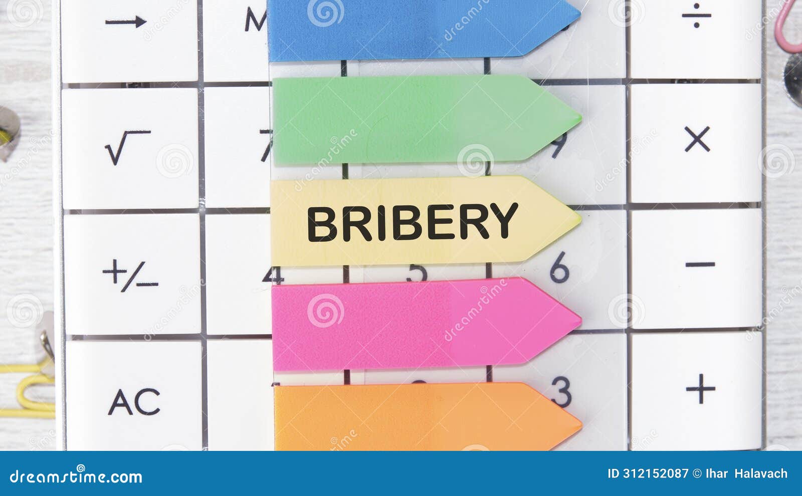 Word BRIBERY Written on the Sticker in the Shape of an Arrow on the ...