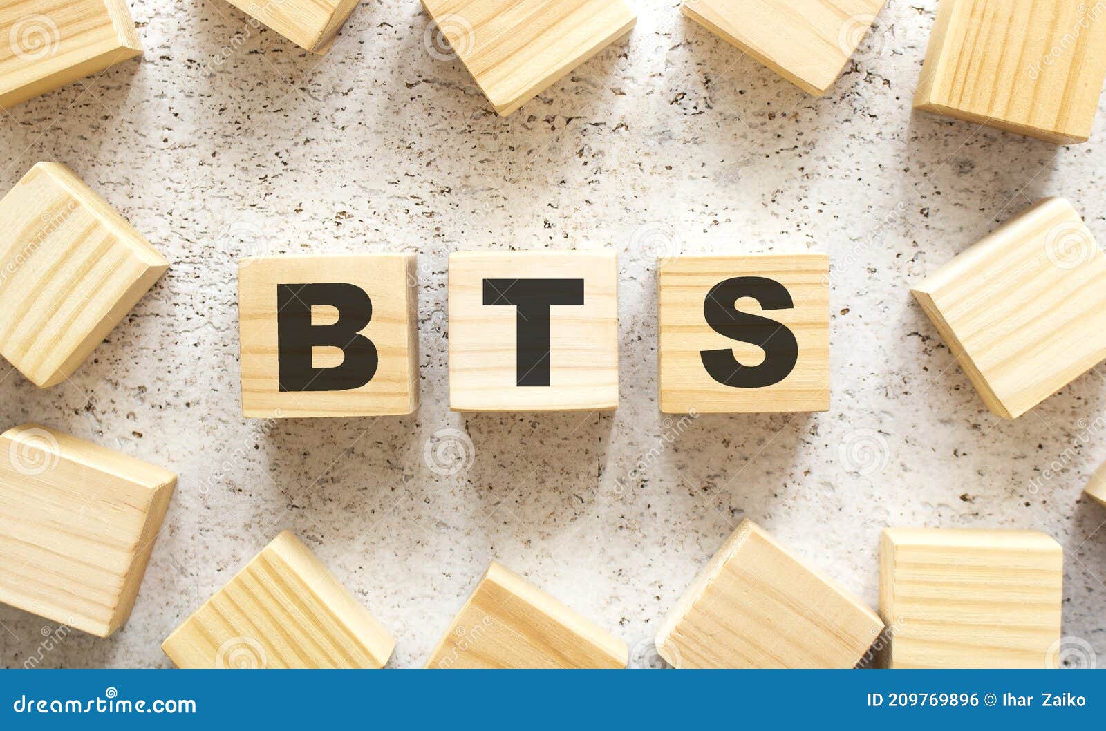 The Word BTS Consists of Wooden Cubes with Letters, Top View on a Light ...