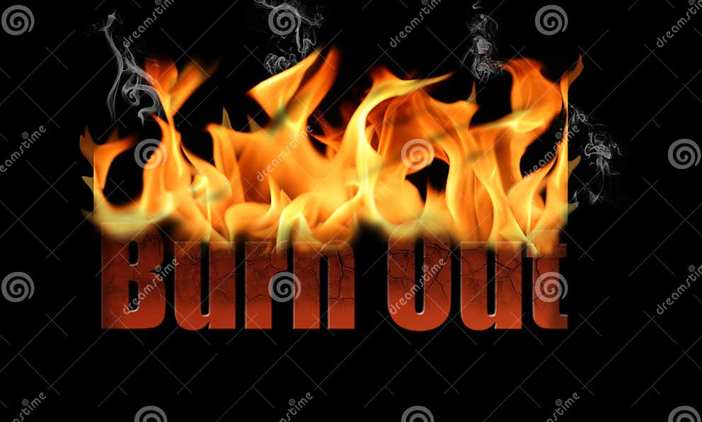 Word Burn Out in Fire Text stock photo. Image of fatique - 25296684