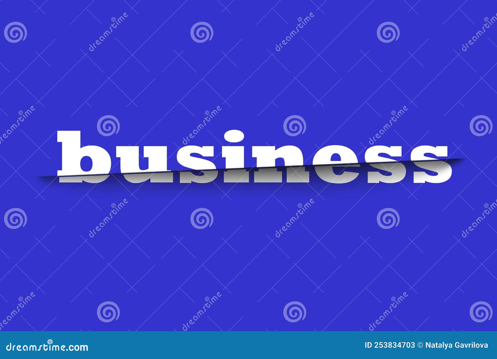 The Word Business is Creatively Cut on a Blue Background Stock ...