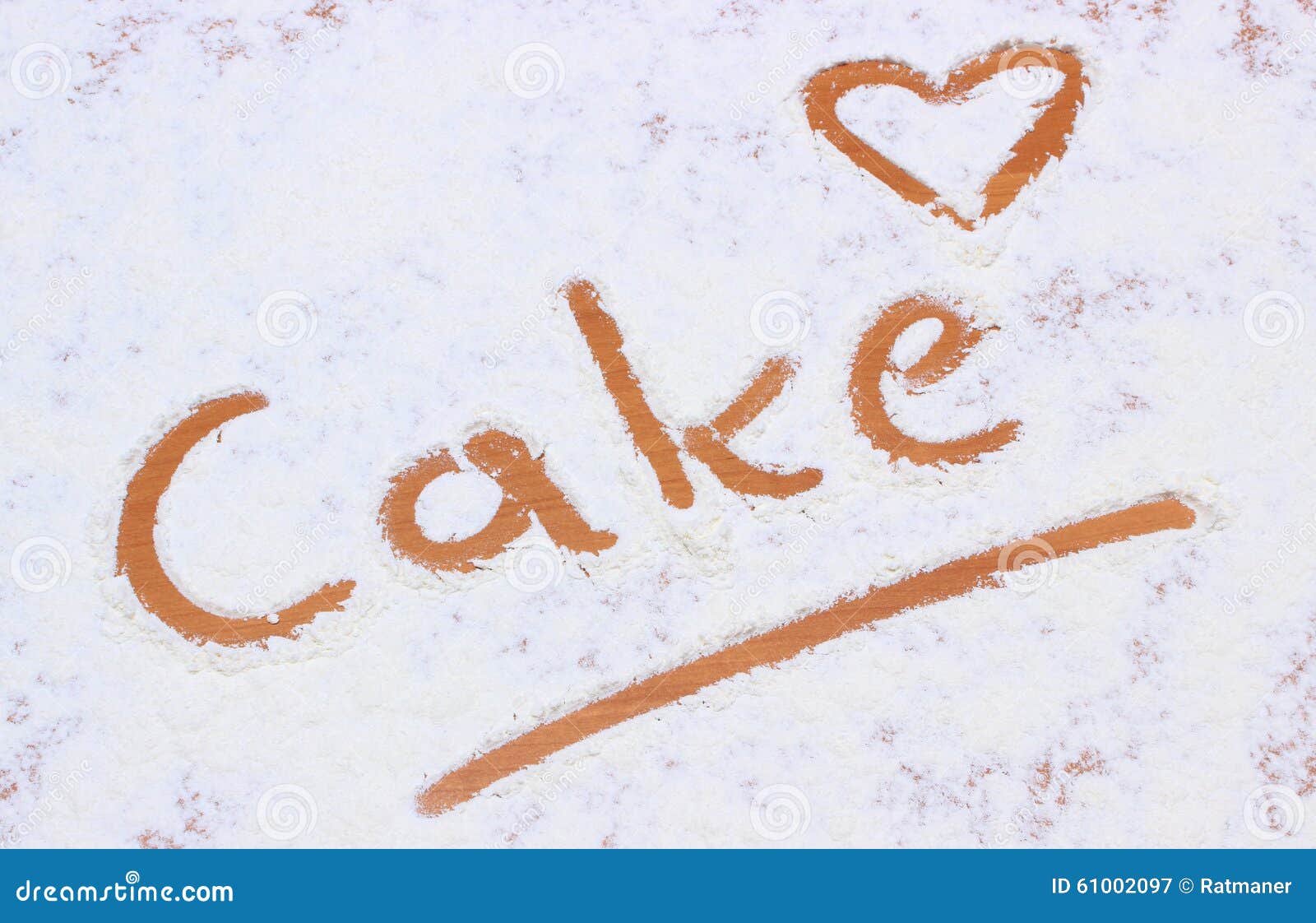 Word cake written in flour stock image. Image of culinary - 61002097