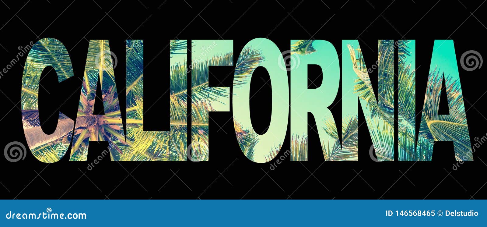 Word California with Palm Trees on Black Stock Illustration ...