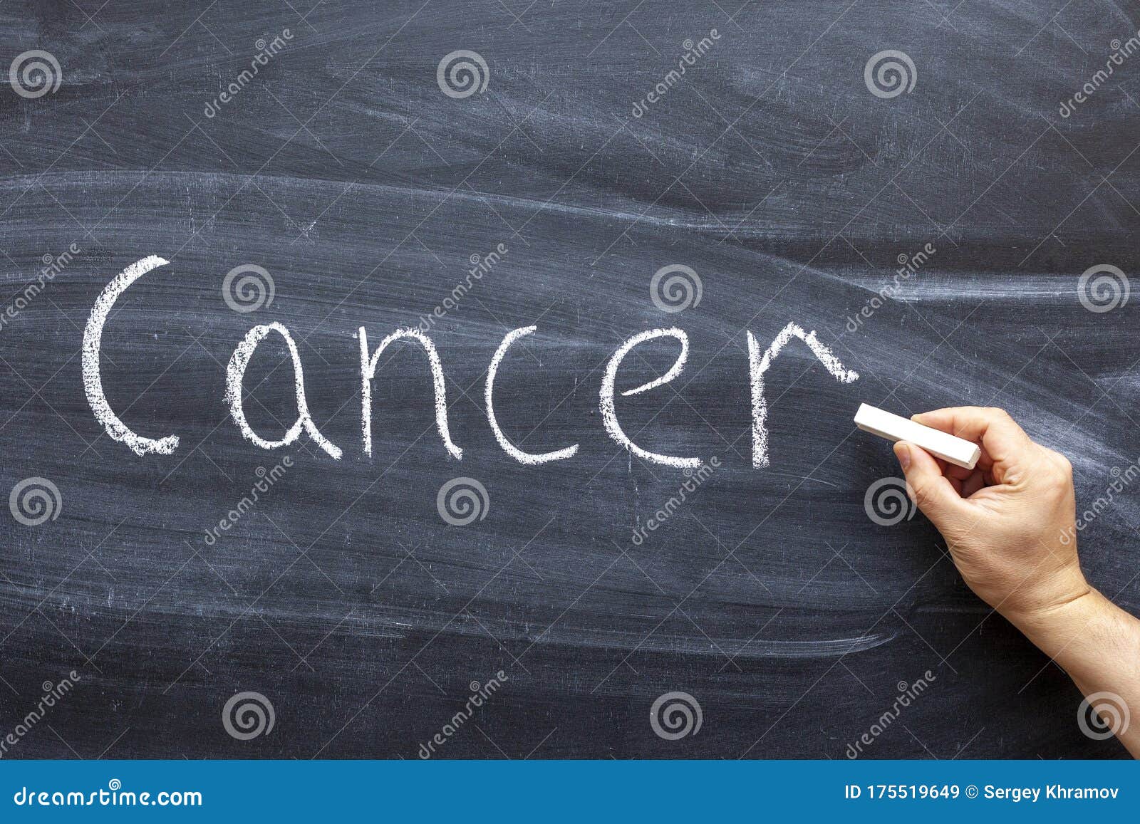 The Word `Cancer` Handwritten with White Chalk on a Blackboard Stock ...