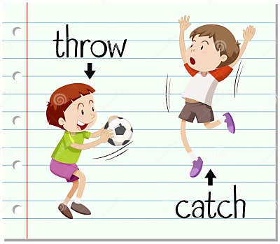 Word card throw and catch stock vector. Illustration of action - 70441235