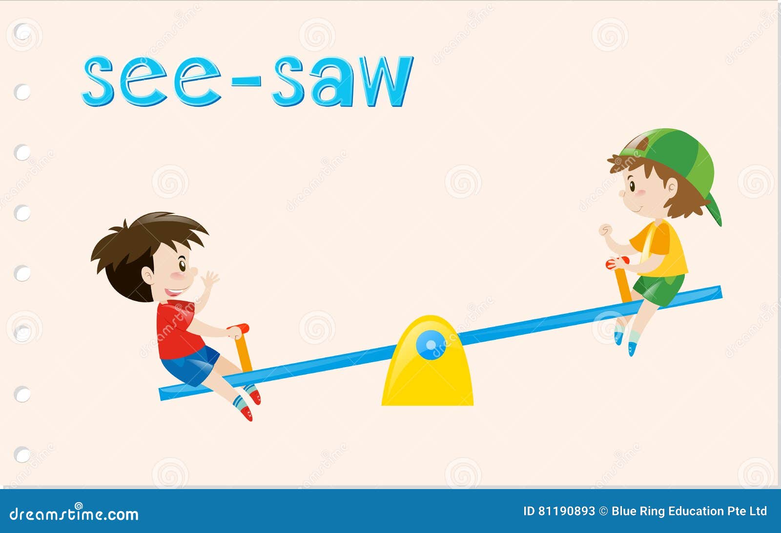 Word Card with Two Boys on See-saw Stock Illustration - Illustration of ...
