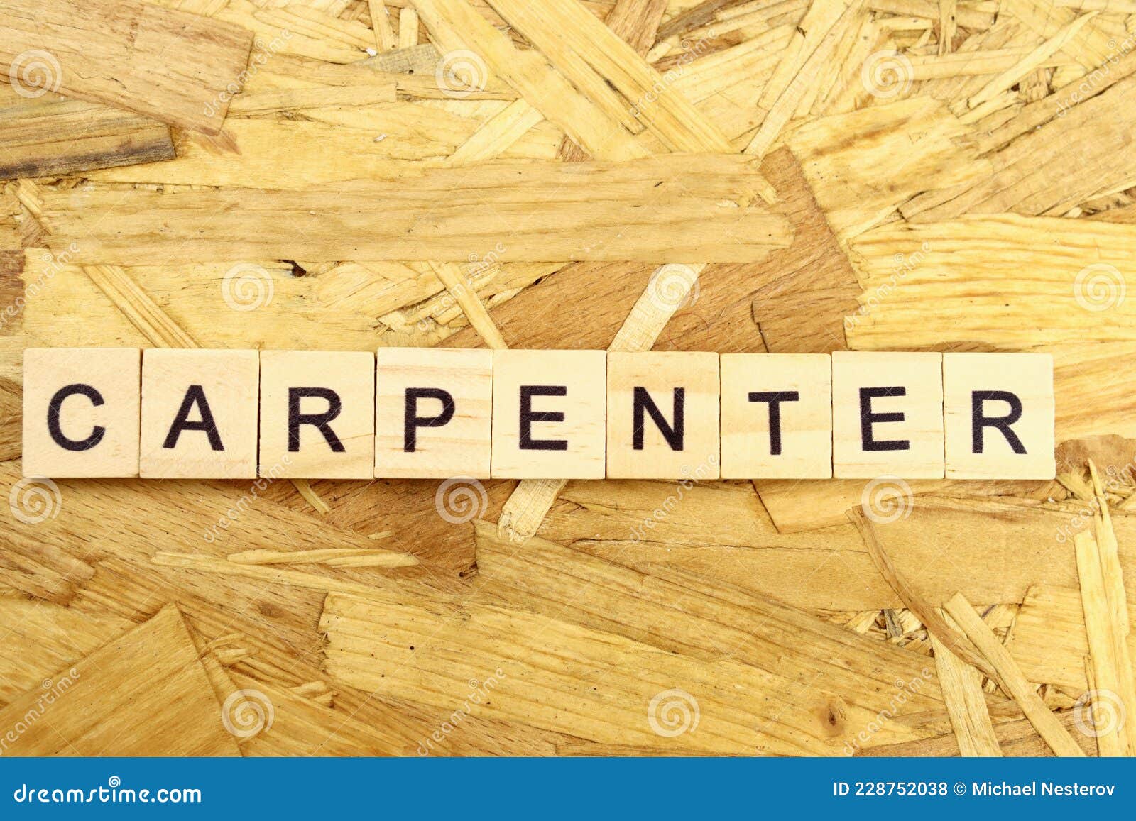 Word Carpenter Made of Wooden Blocks on Osb Background Stock Photo ...