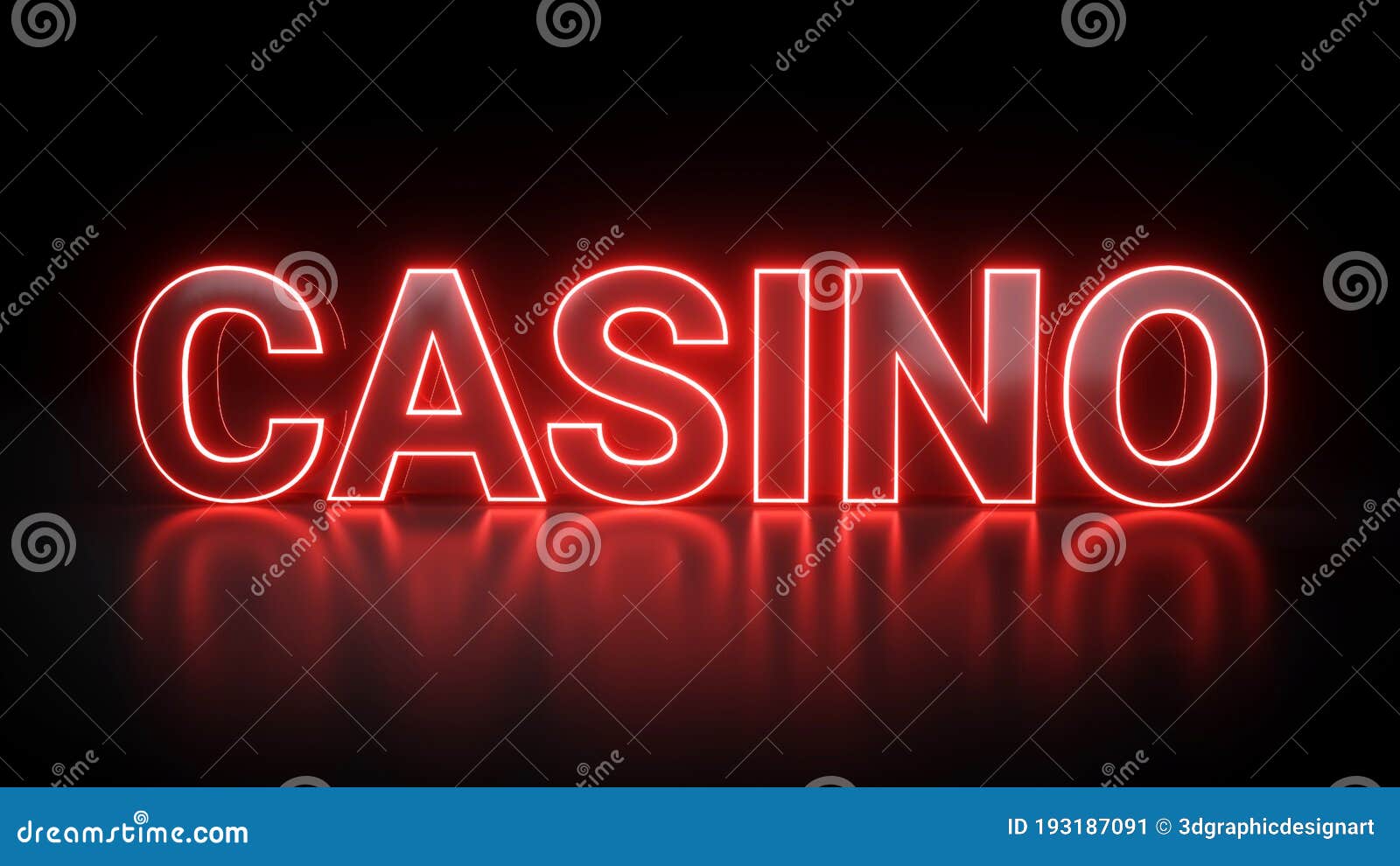 The Word Casino with Neon Light - 3D Illustration Stock Illustration ...