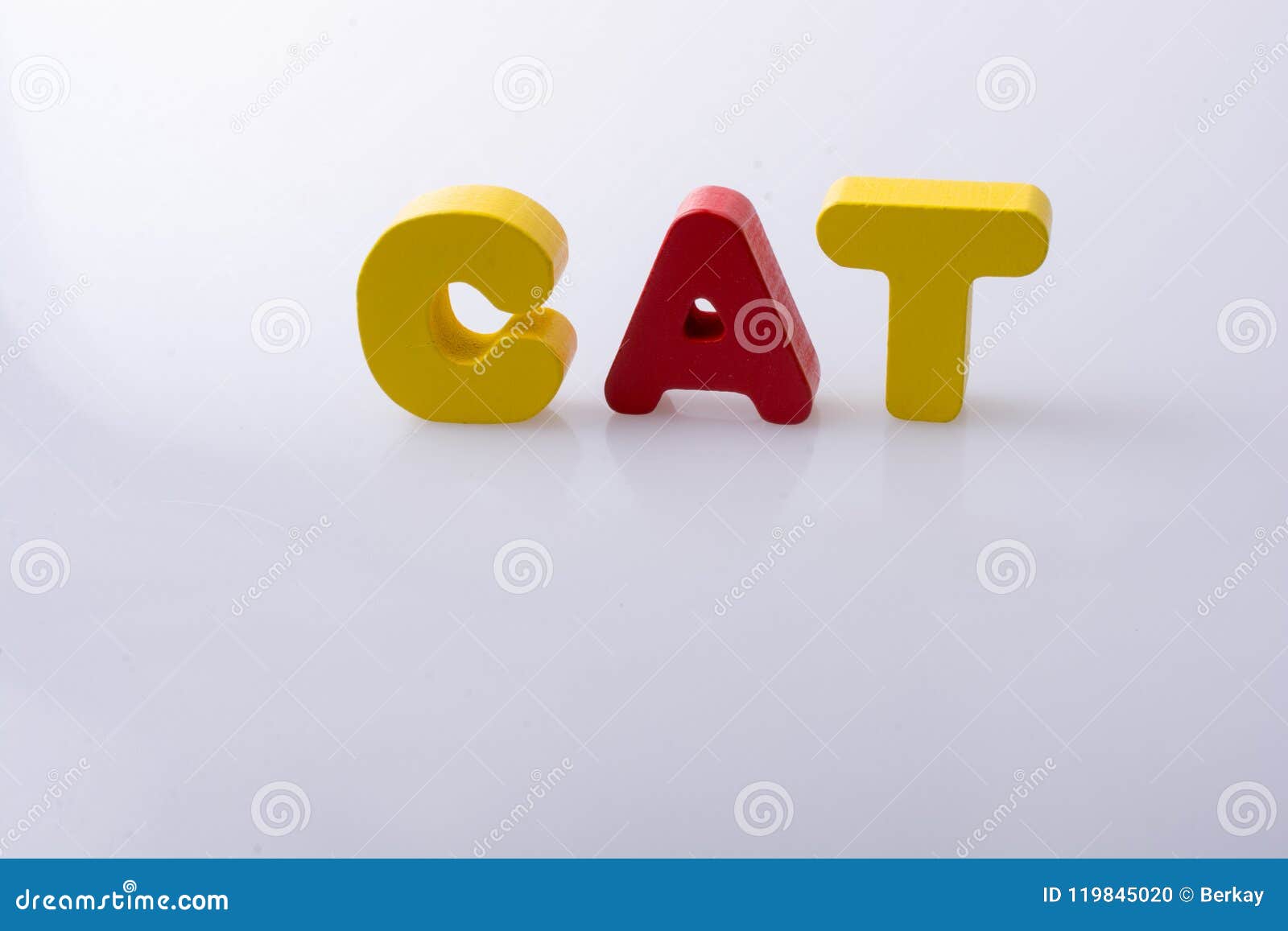 The Word CAT Written with Letter Blocks Stock Photo - Image of kitty ...