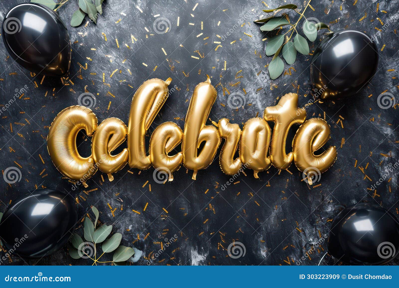 Word Celebrate in Style of Bubble Gold Lettering. Generative AI Stock ...
