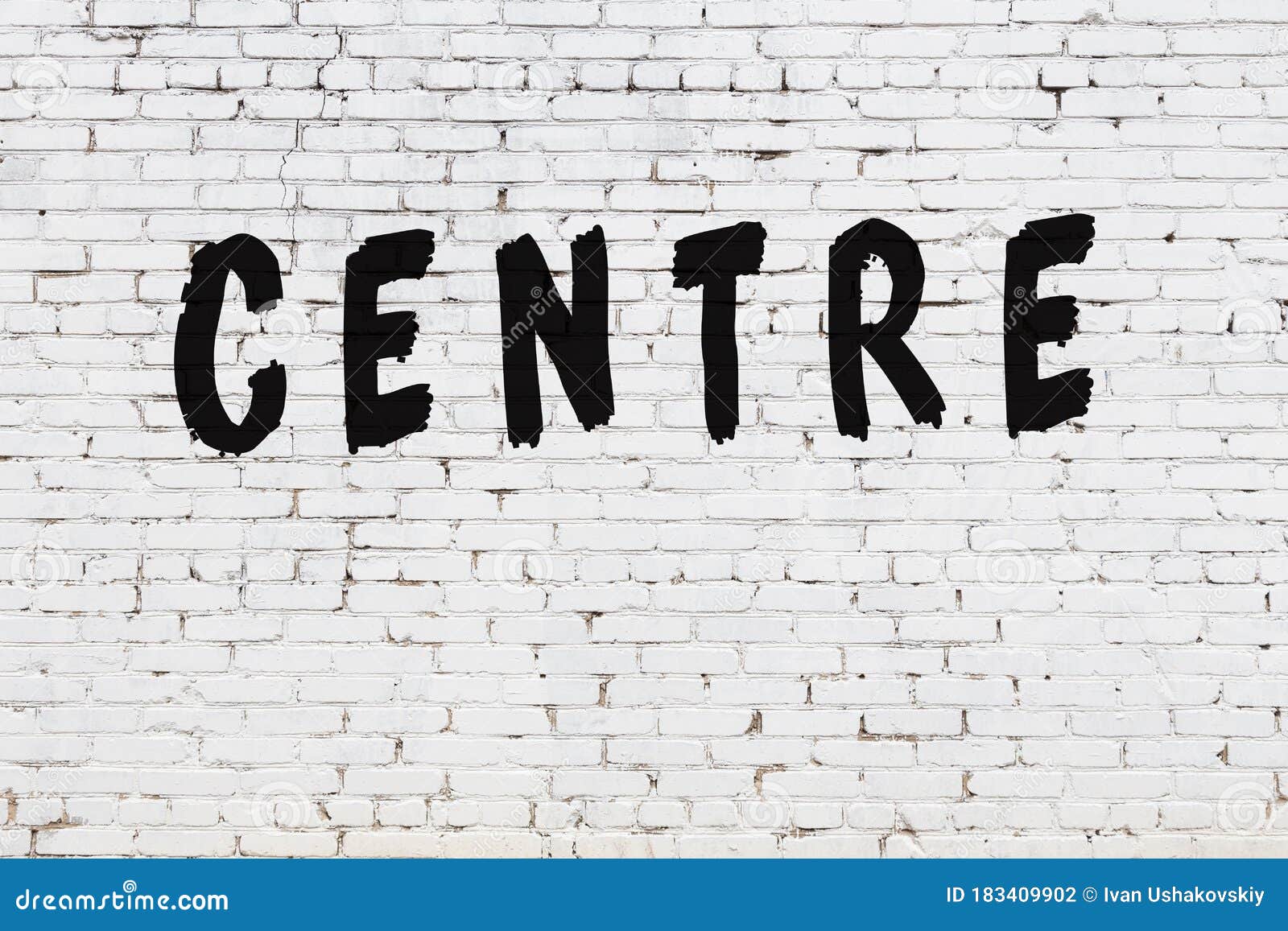 Word Centre Painted on White Brick Wall Stock Photo - Image of wall ...