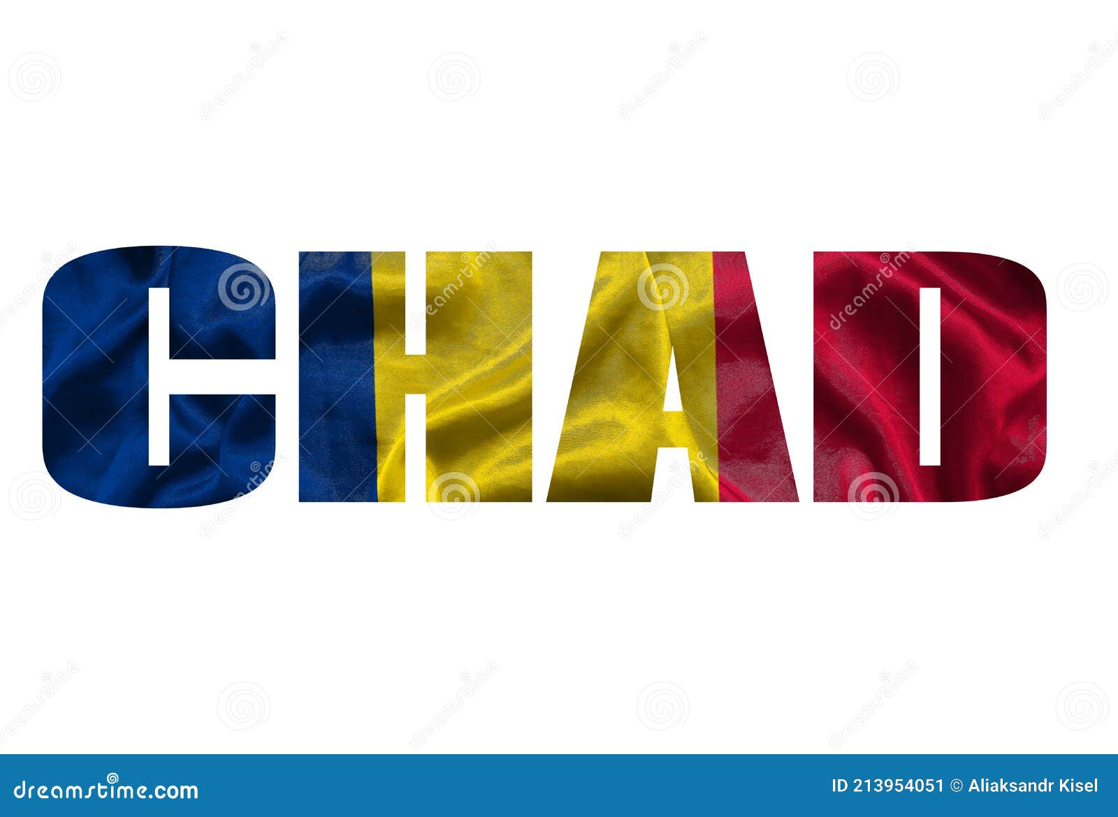 The Word Chad in the Colors of the Waving Chad Flag. Country Name on ...