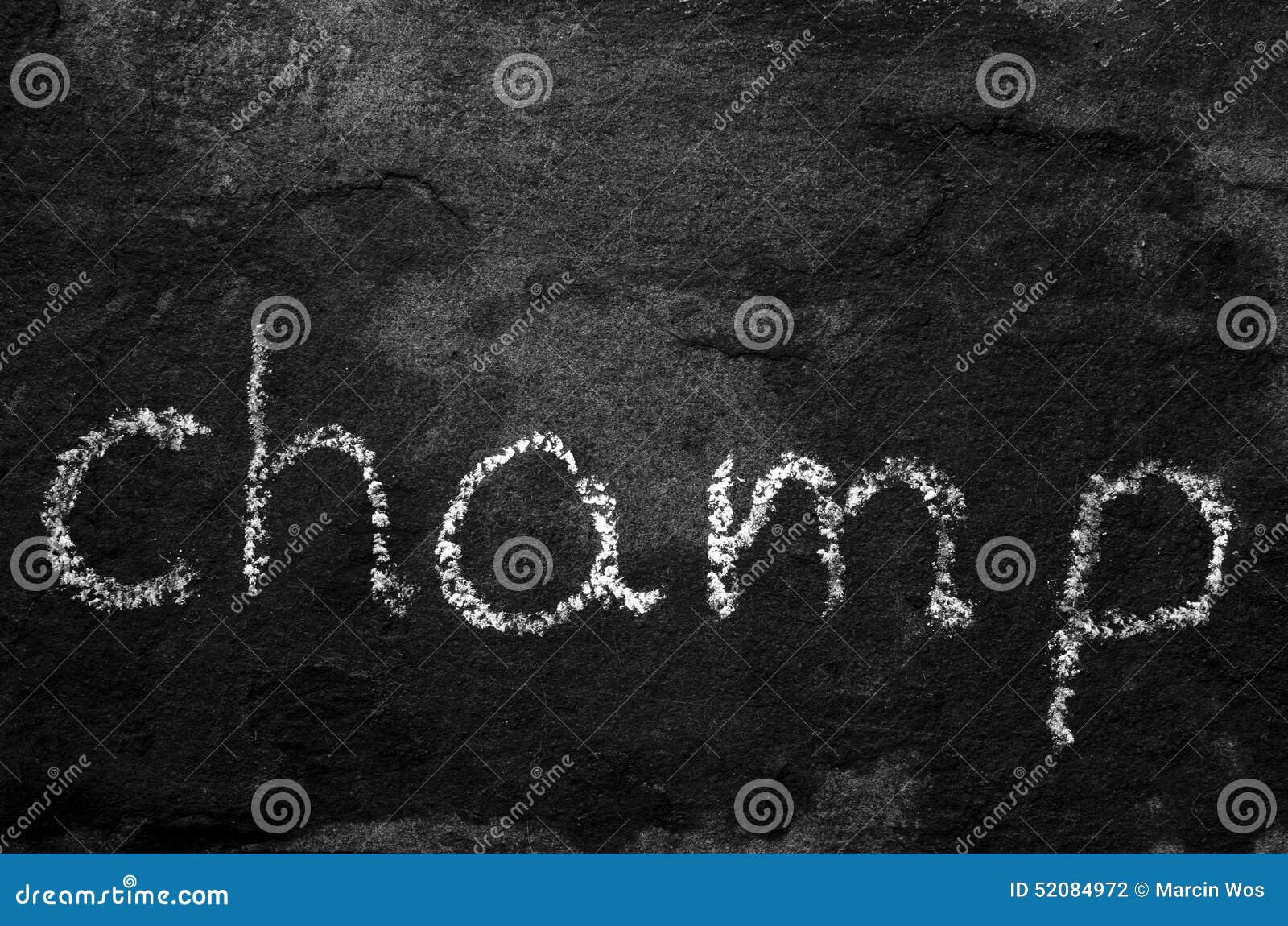 The Word Champ Written with Chalk on Black Stone. Stock Photo - Image ...
