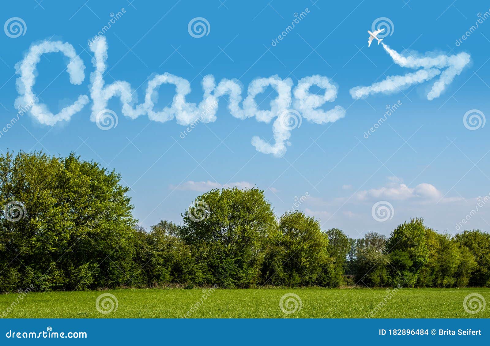 The Word Change Written with Clouds Over a Green Landscape Stock Photo ...