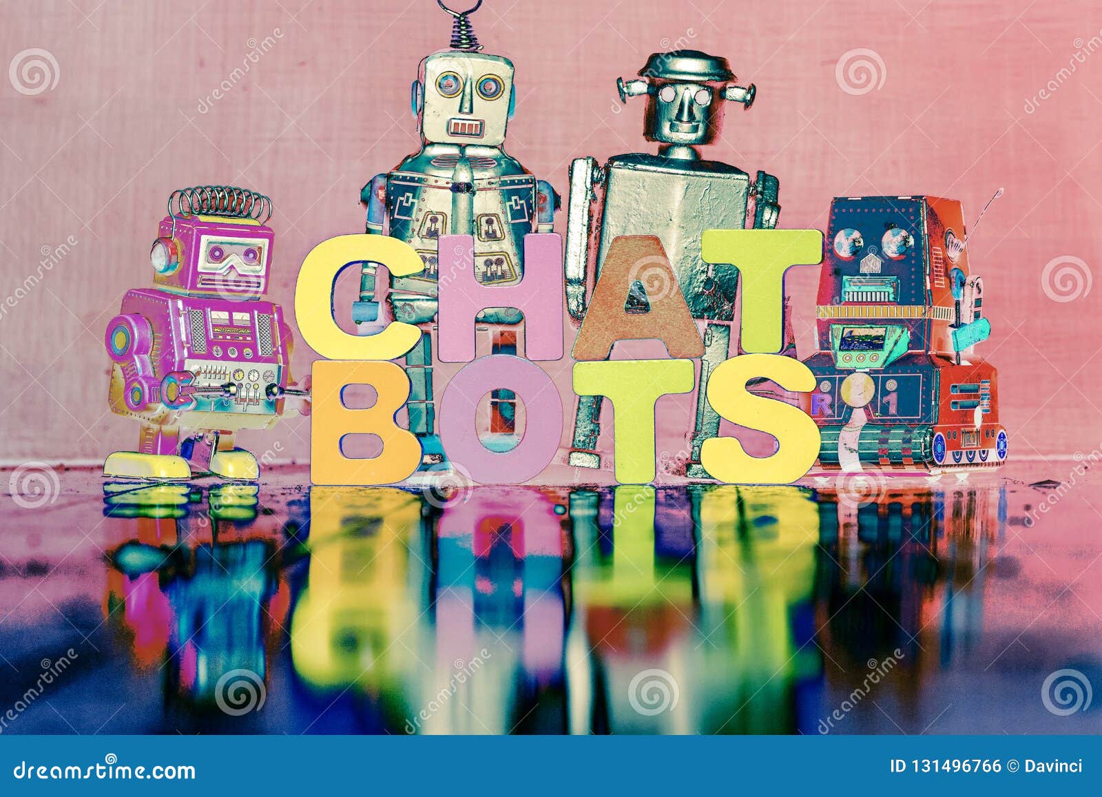 The Word CHAT BOTS with Rtro Robots on a Stock Photo - Image of chat ...