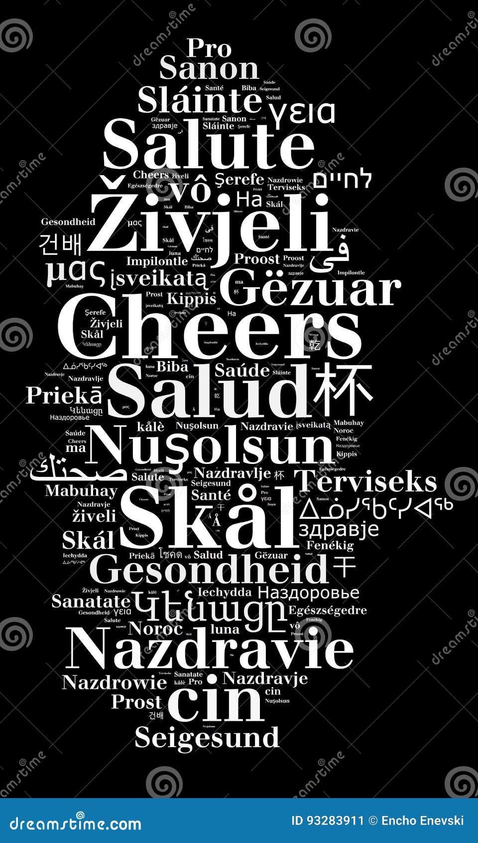 Word Cheers in Different Languages Stock Illustration - Illustration of ...