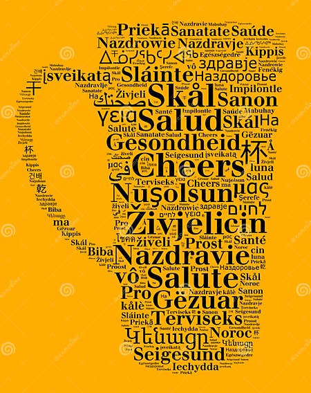 Word Cheers in Different Languages Stock Illustration - Illustration of ...