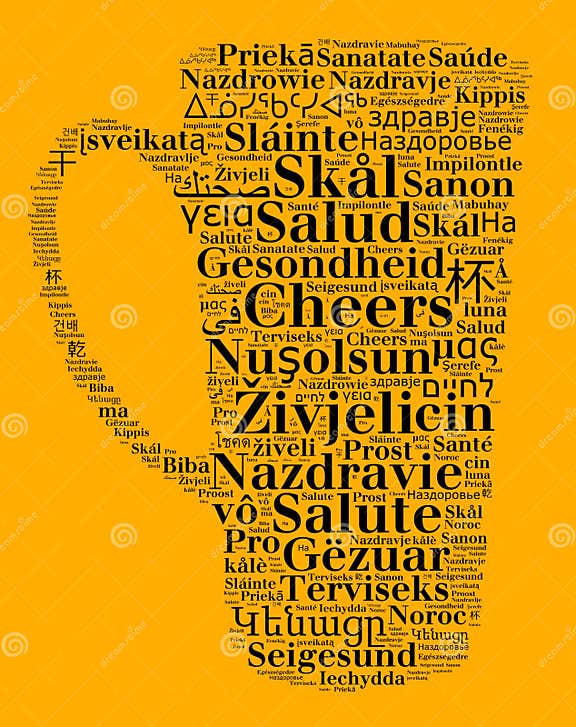 Word Cheers in Different Languages Stock Illustration - Illustration of ...