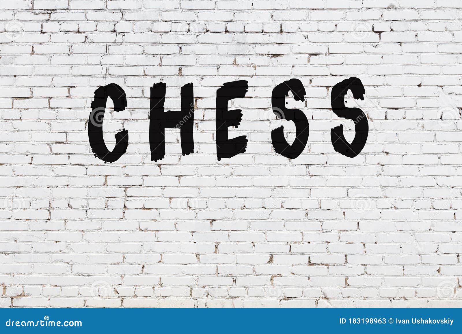Word Chess Painted on White Brick Wall Stock Image - Image of label ...