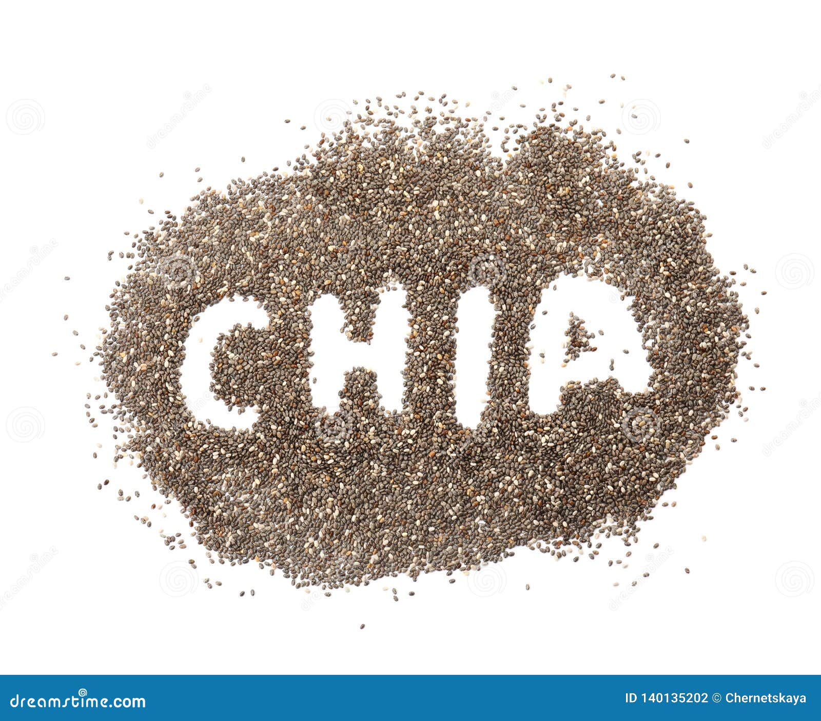 Word CHIA Written in Pile of Seeds on White Background Stock Photo ...