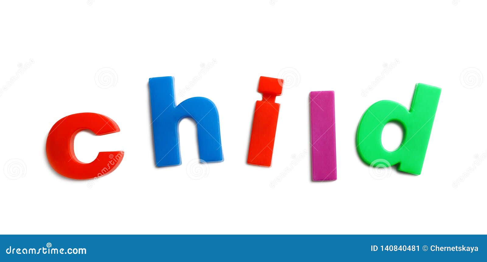 Word CHILD of Magnetic Letters on White, Top View Stock Image - Image ...