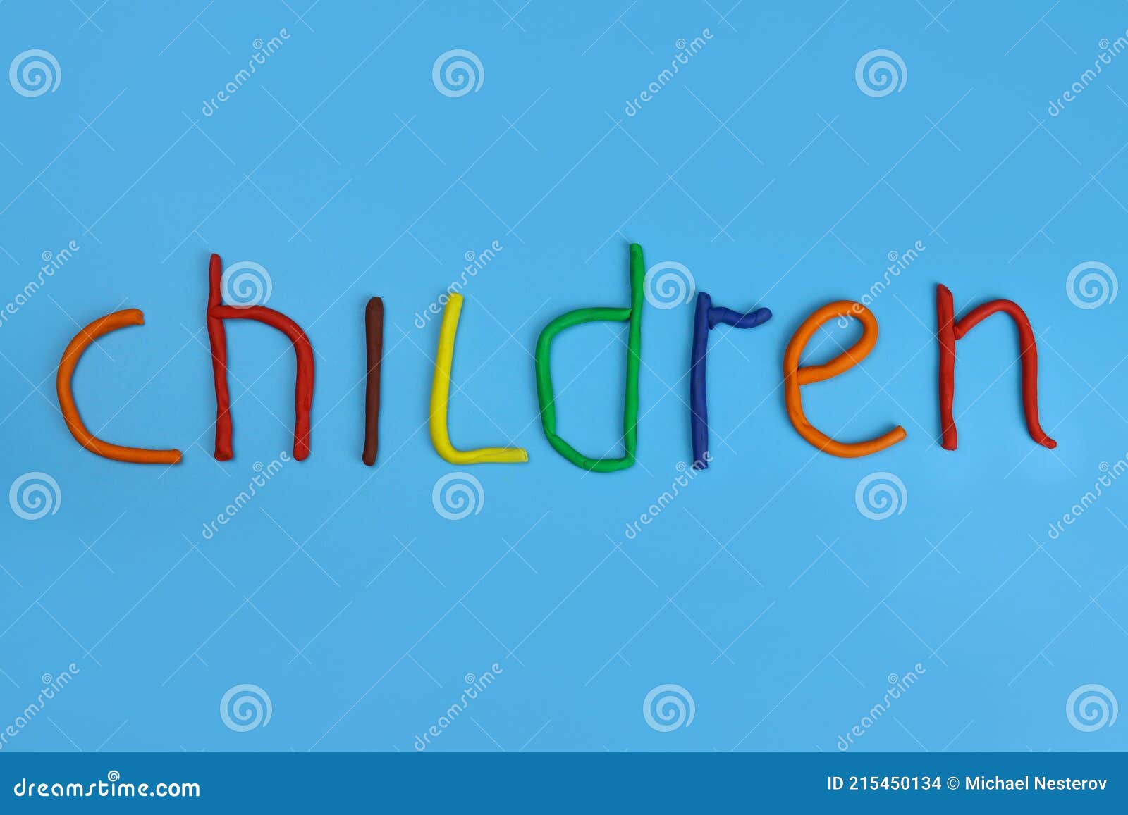 Word Children Made of Colored Plasticine on a Blue Background Stock ...