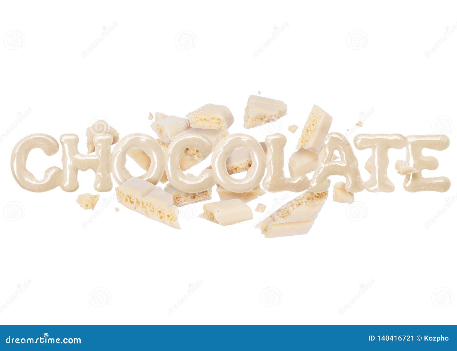 The Word Chocolate with Pieces of White Porous Chocolate Bar Stock ...