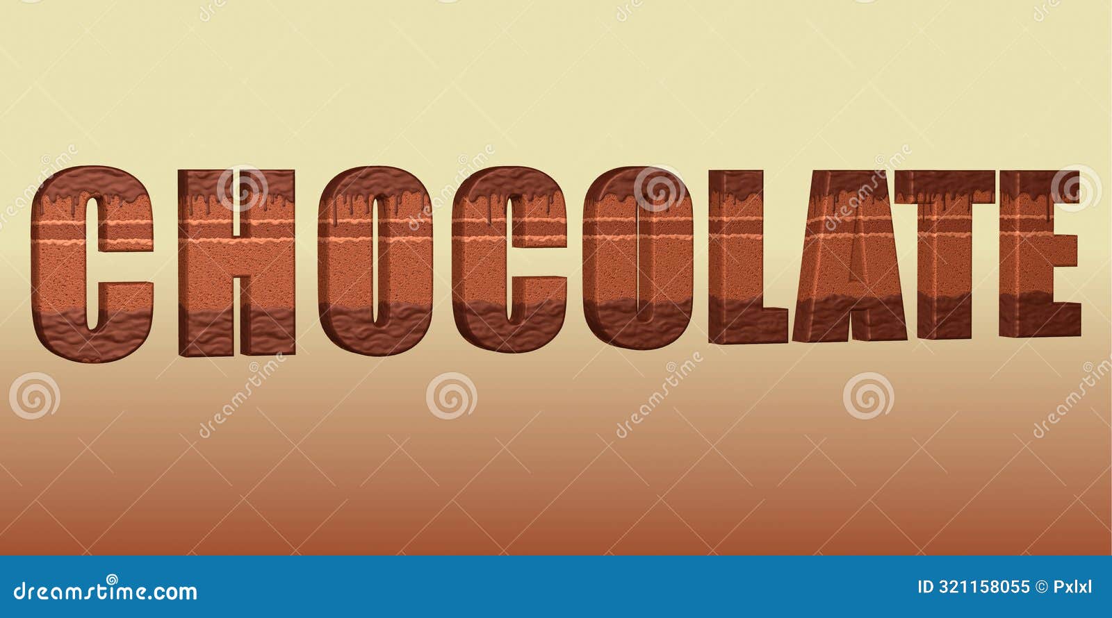 The Word Chocolate Written in 3D with the Texture of a Sponge Cake ...