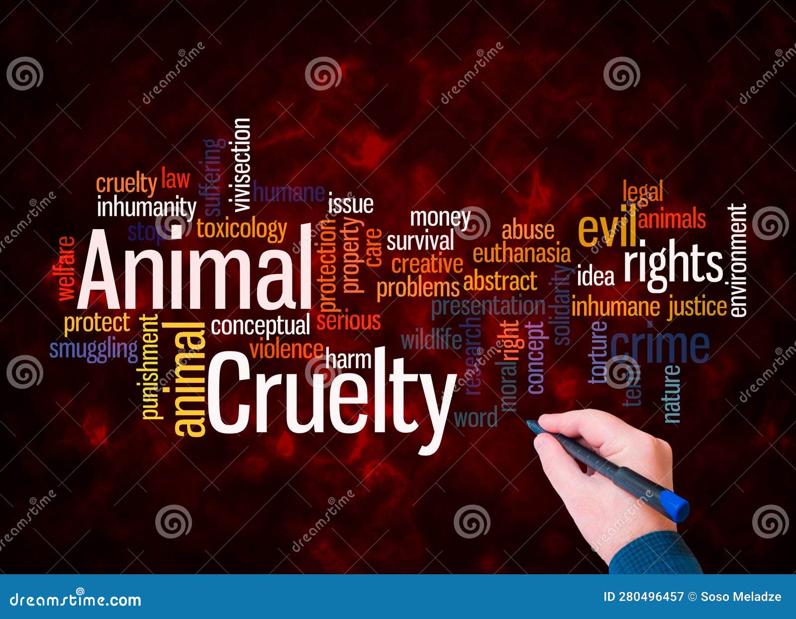 Word Cloud with ANIMAL CRUELTY Concept Create with Text only Stock ...