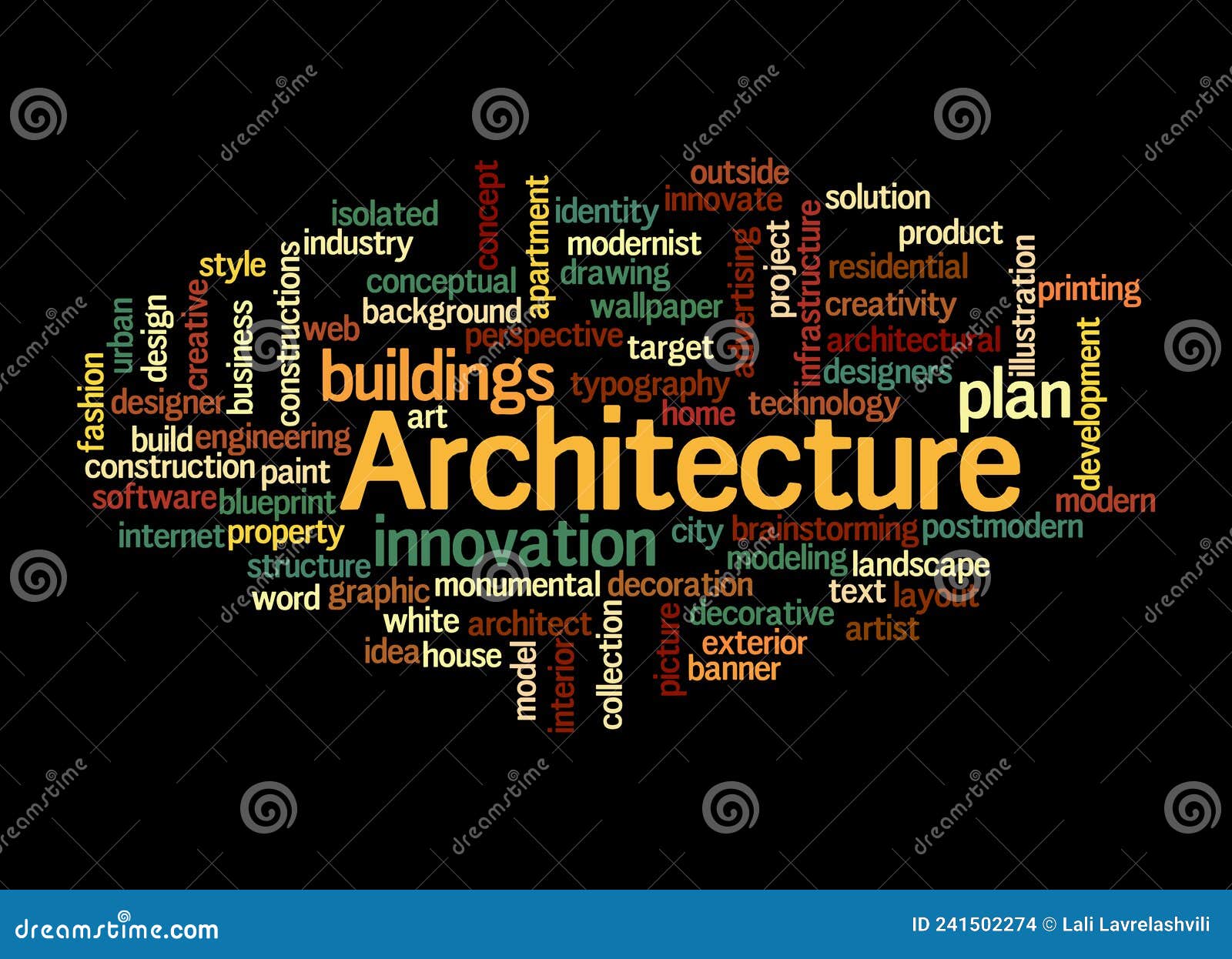 Word Cloud with ARCHITECTURE Concept, Isolated on a Black Background ...